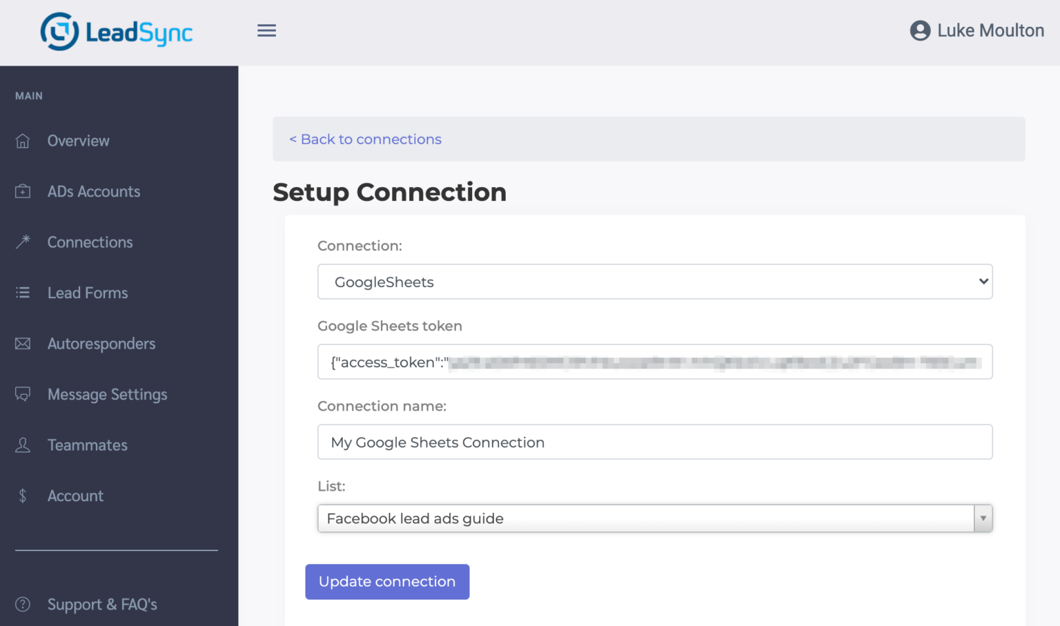 Send Facebook Leads to Google Sheets Instantly via LeadSync