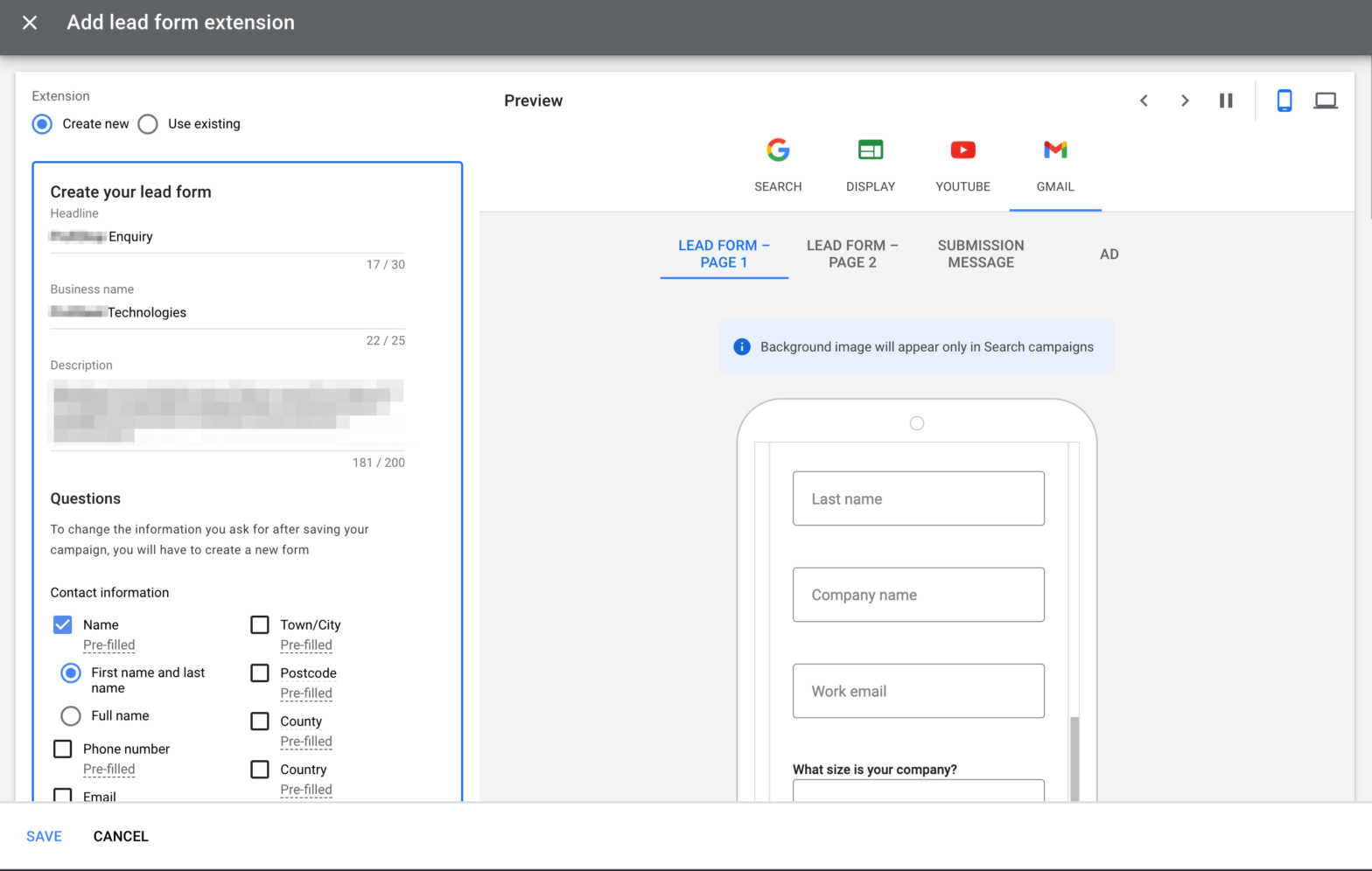 How to Create a Google Lead Ad Campaign using Lead Form Extension