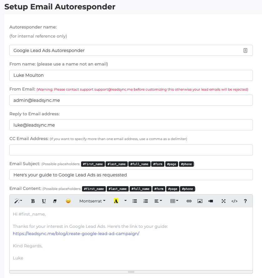 How to set up Google Lead Ad Email Notifications | LeadSync