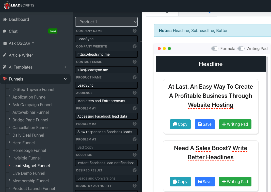 Improve Your Lead Generation Ad Copy with LeadScripts AI Tool | LeadSync