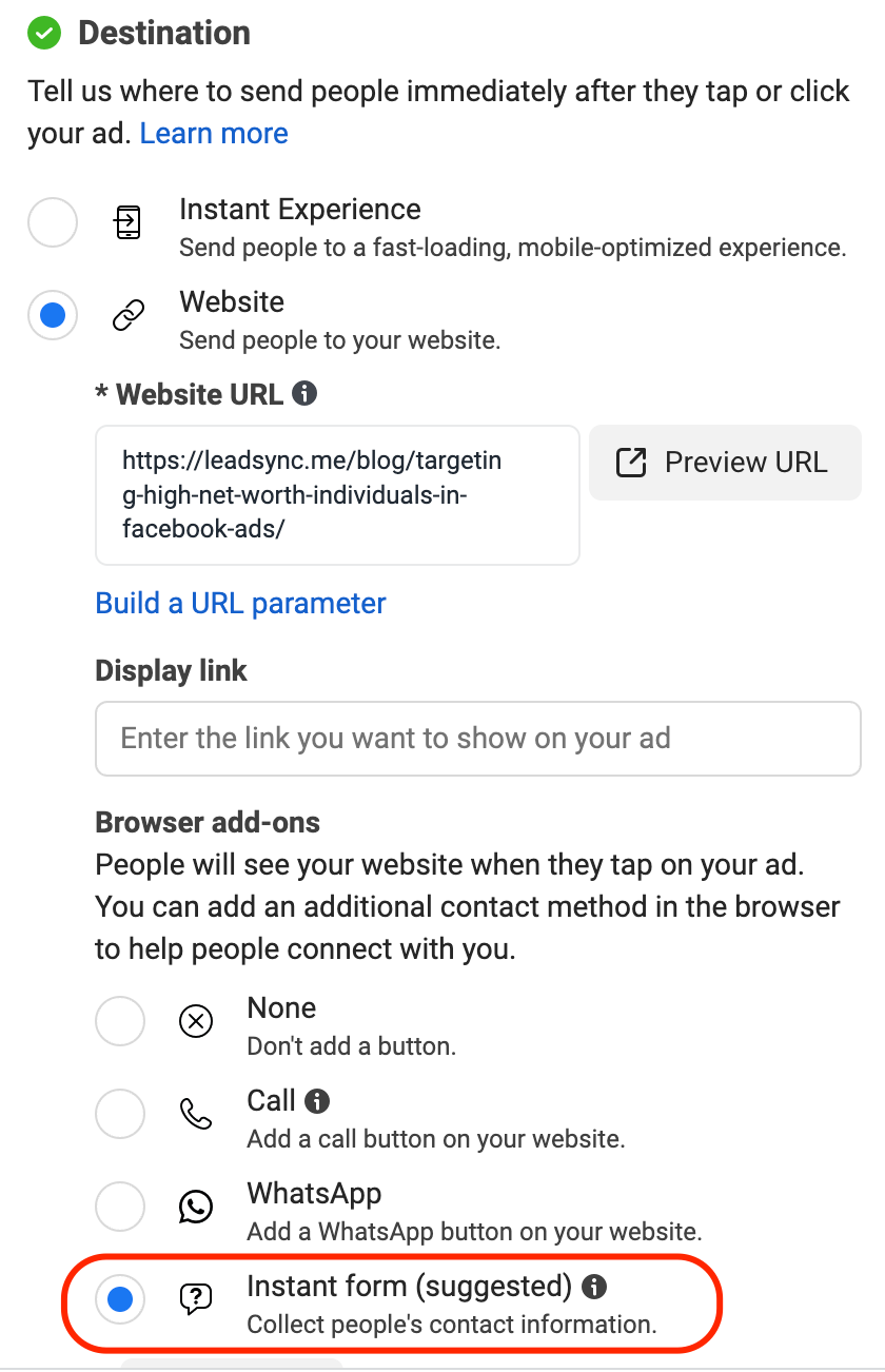 How to use Meta Ads Instant Form Browser Add-on | LeadSync